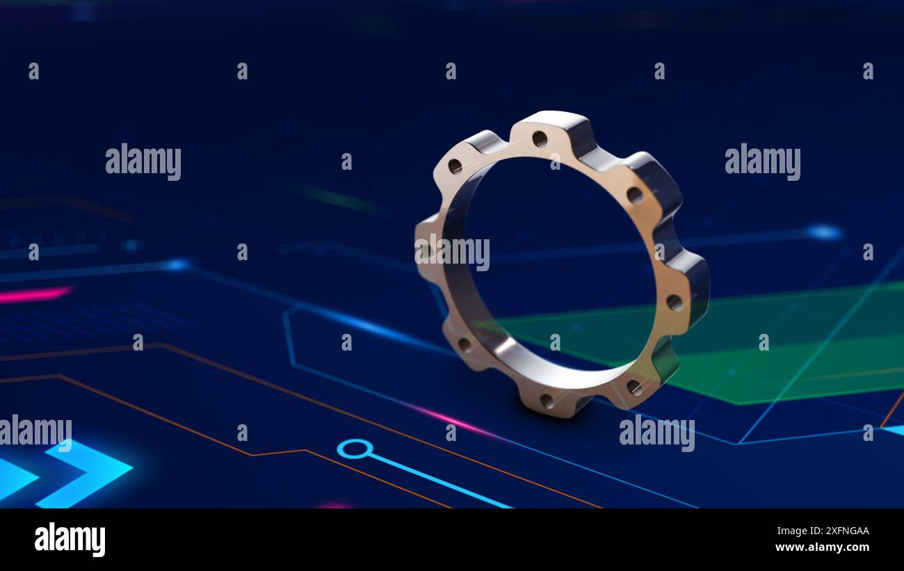 Gear with circuit board technology background Stock Photo - Alamy
