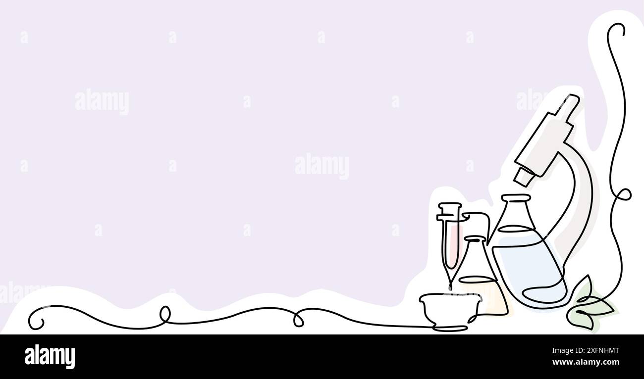 Chemistry and physics laboratory equipment education concept. Corner ...