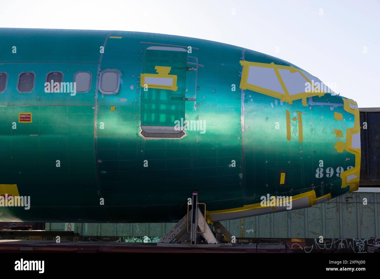Seattle, Washington, USA. 4th July, 2024. An unfinished Boeing 737 MAX ...