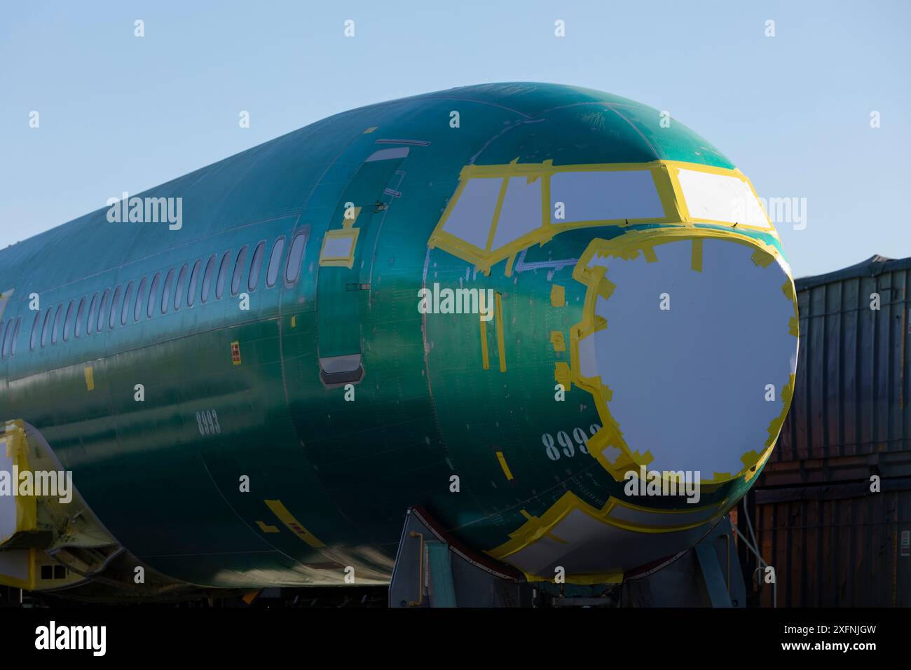 Seattle, Washington, USA. 4th July, 2024. An unfinished Boeing 737 MAX ...