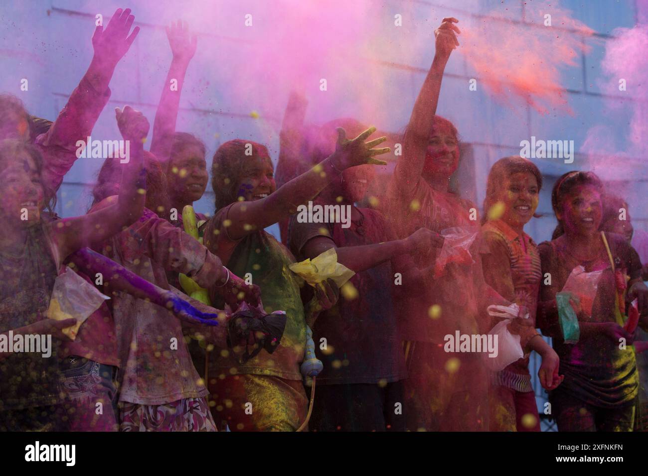 Children during Holi festival, Jodhpur, Rajasthan, India. March 2015 ...