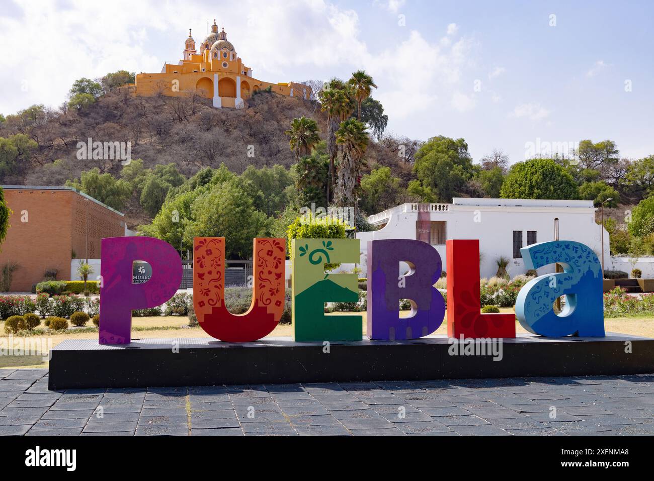 The ancient Great Pyramid of Cholula; the Spanish built 16th century ...