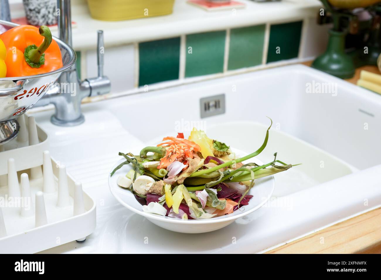 Food waste in a kitchen leftover vegetables can be composted and ...