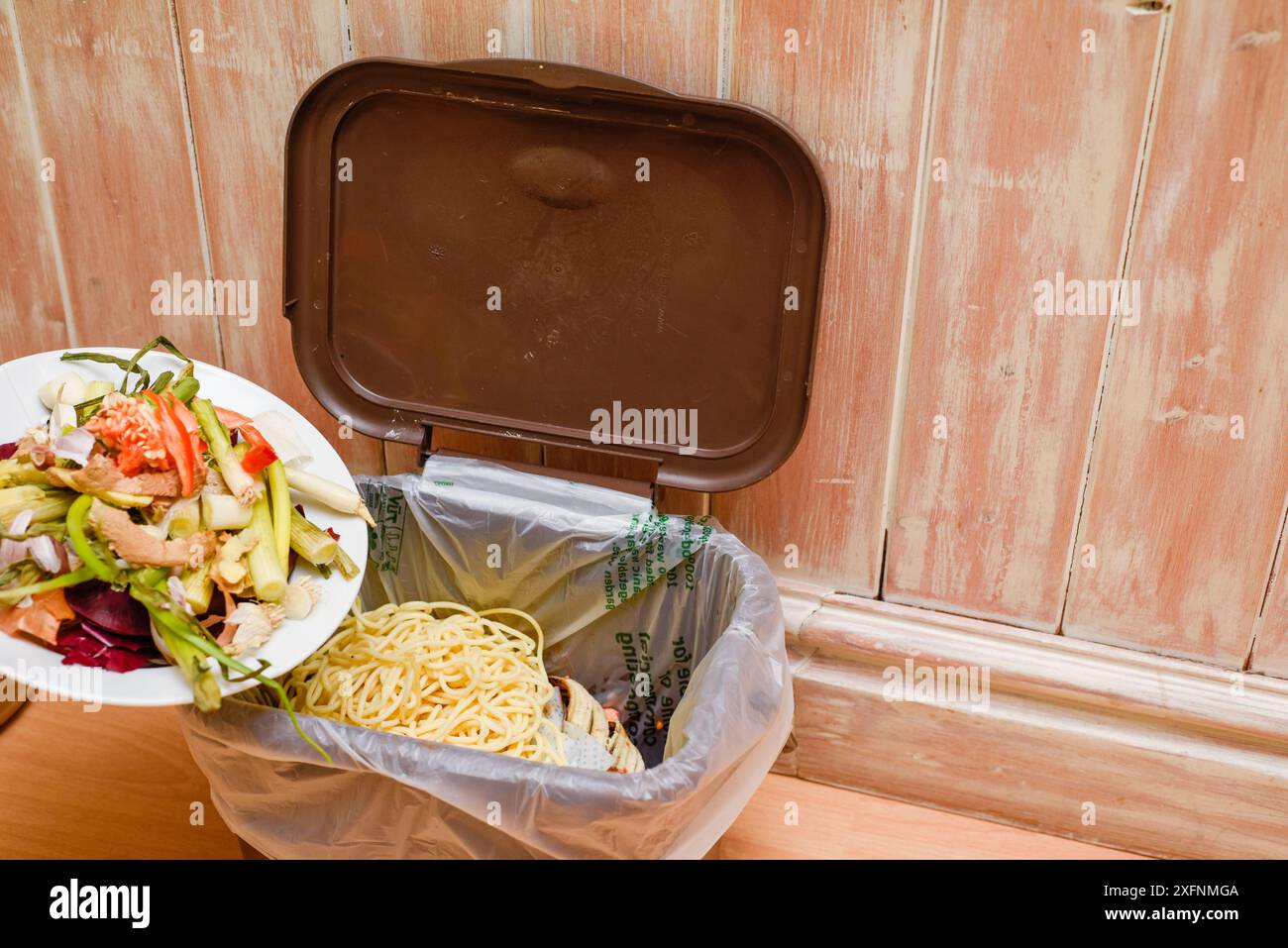 Food waste in a kitchen leftover vegetables can be composted and ...