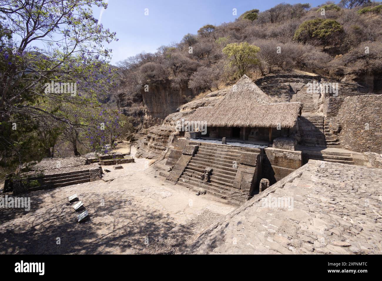 The Cuauhcalli or House of the Eagles, Malinalco, Mexico. Aztec civilization temple from 16th ...