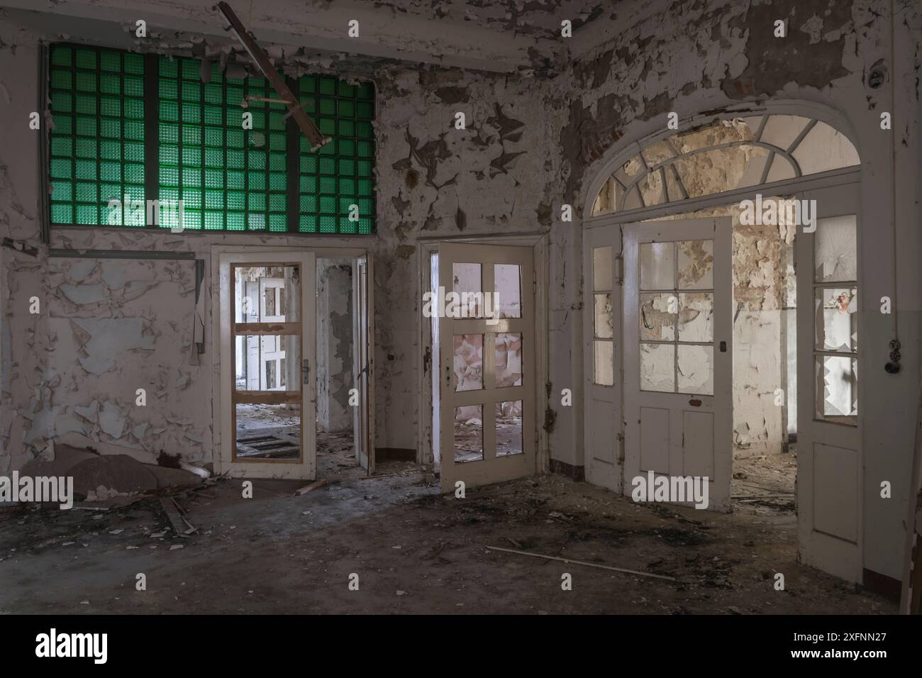 hallway of an abandoned hospital building Stock Photo - Alamy