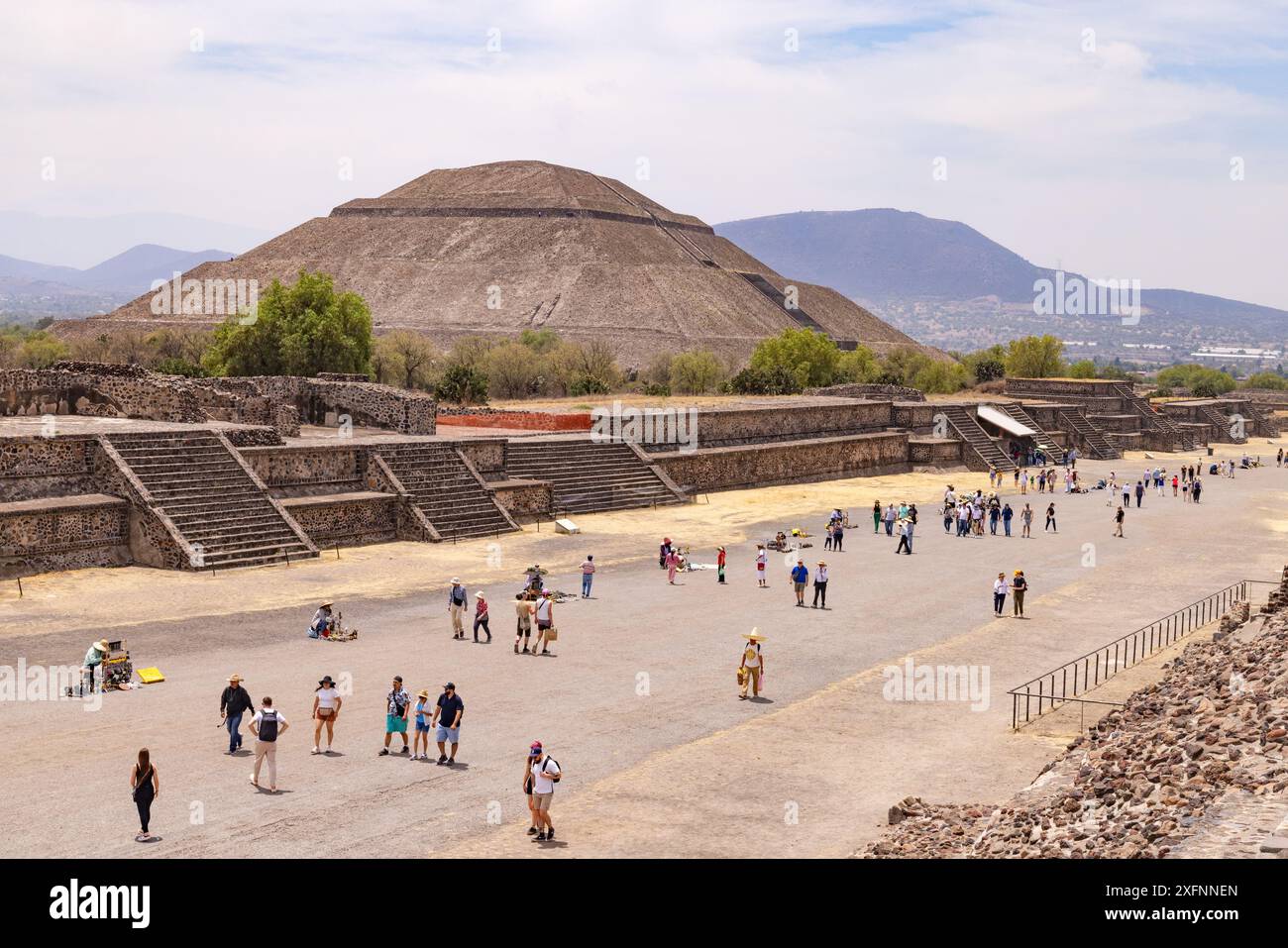 People walking The Avenue of the Dead, Teotihuacan, Mexico. Pre ...