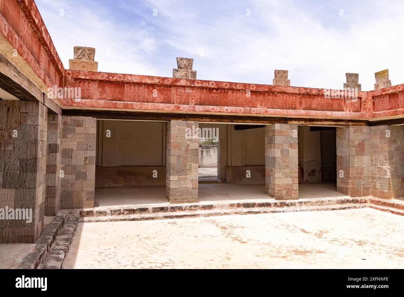 Mesoamerica architecture, intricate colourful carving; Palace of ...