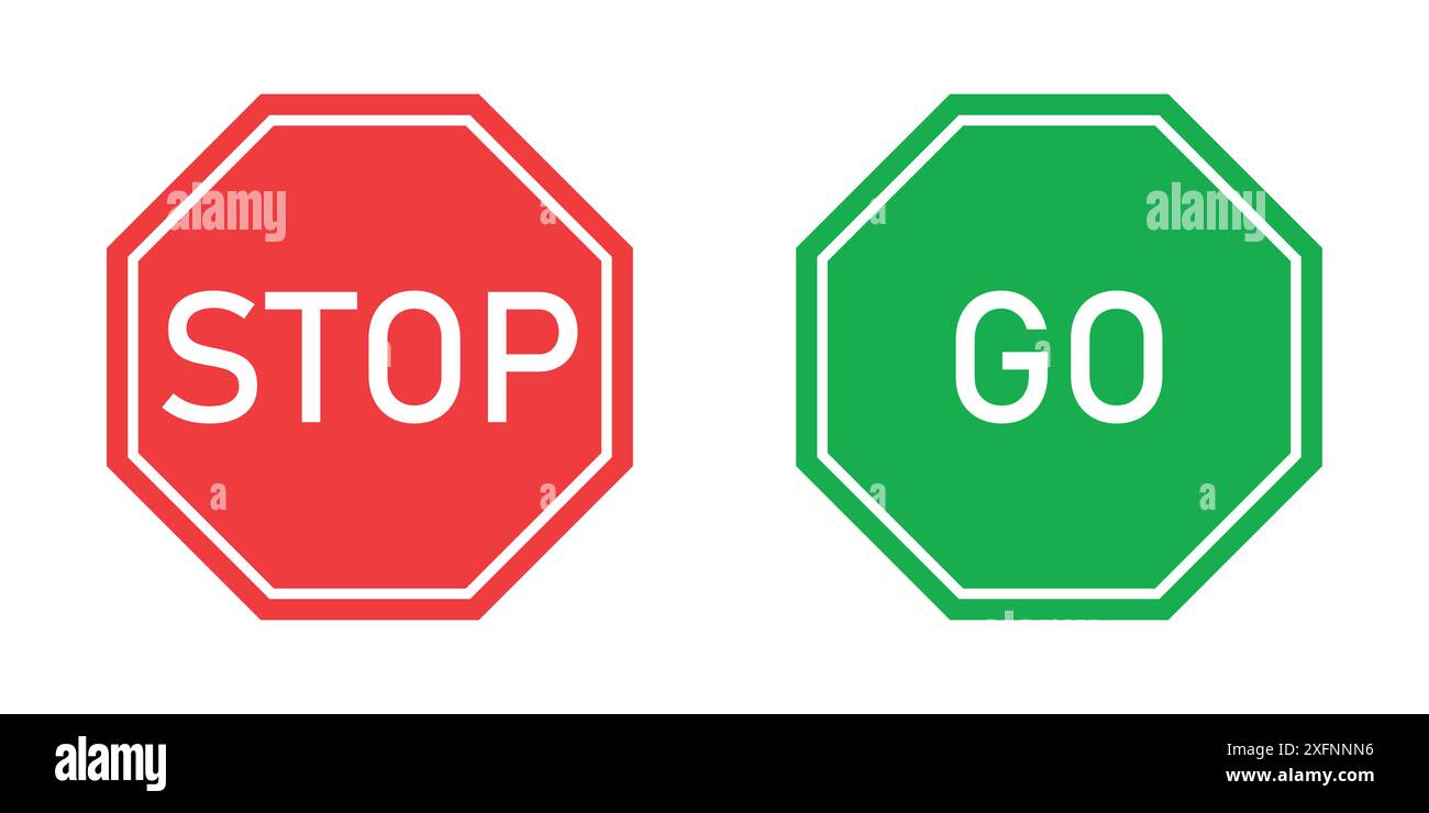 Stop and go sign vector illustration. Go and stop vector icon set in ...