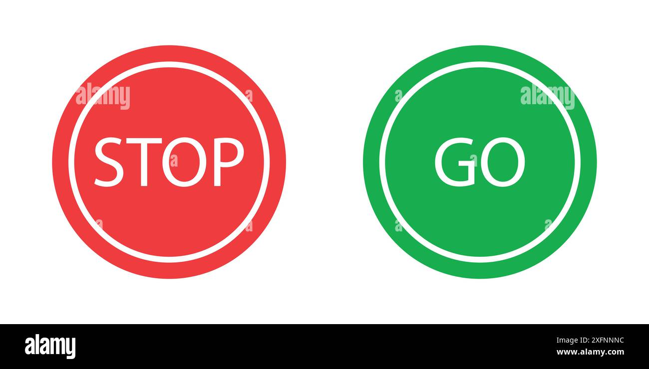Stop and go sign vector illustration. Go and stop vector icon set in ...