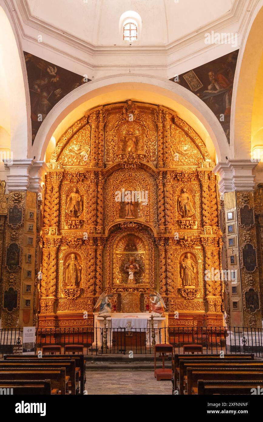 Tlaxcal Cathedral interior, the Chapel of the Third Order, with altar ...