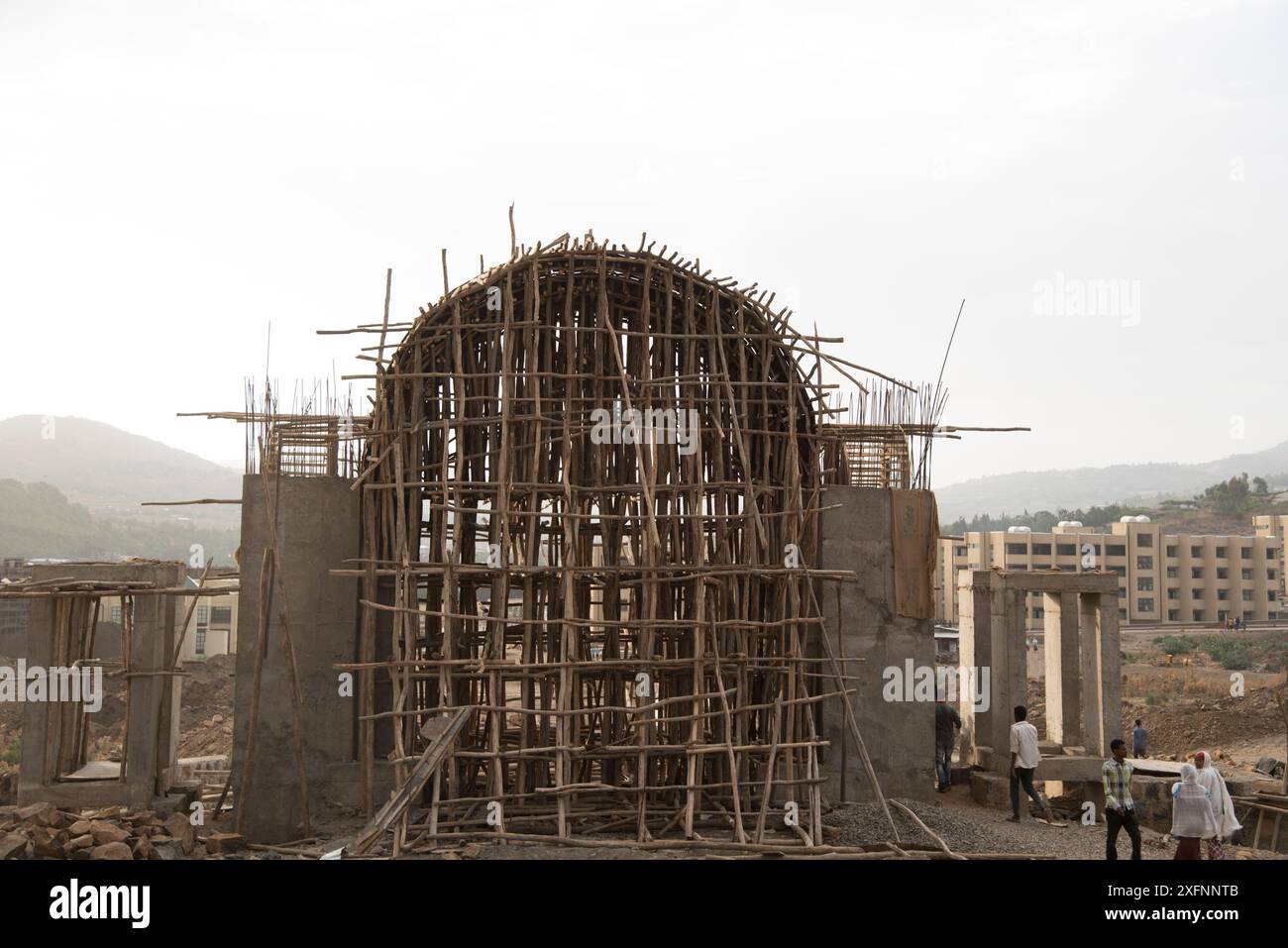 New entrance arch in construction, Gondar University, Ethiopia. April ...