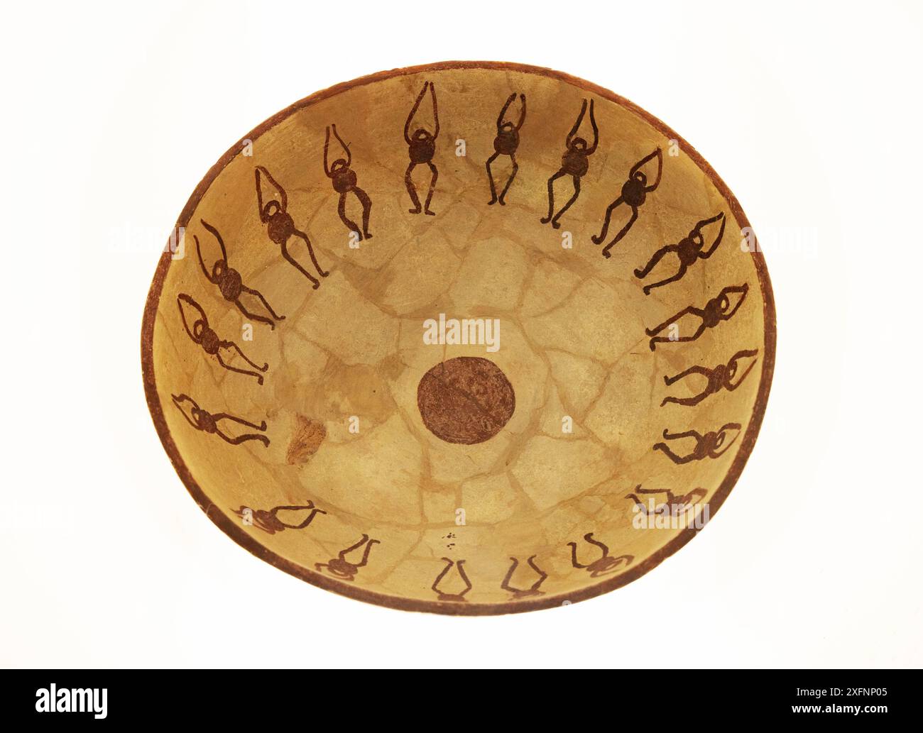 Mayan Ceramic bowl with decorated dancing figures; Maya civilisation ...