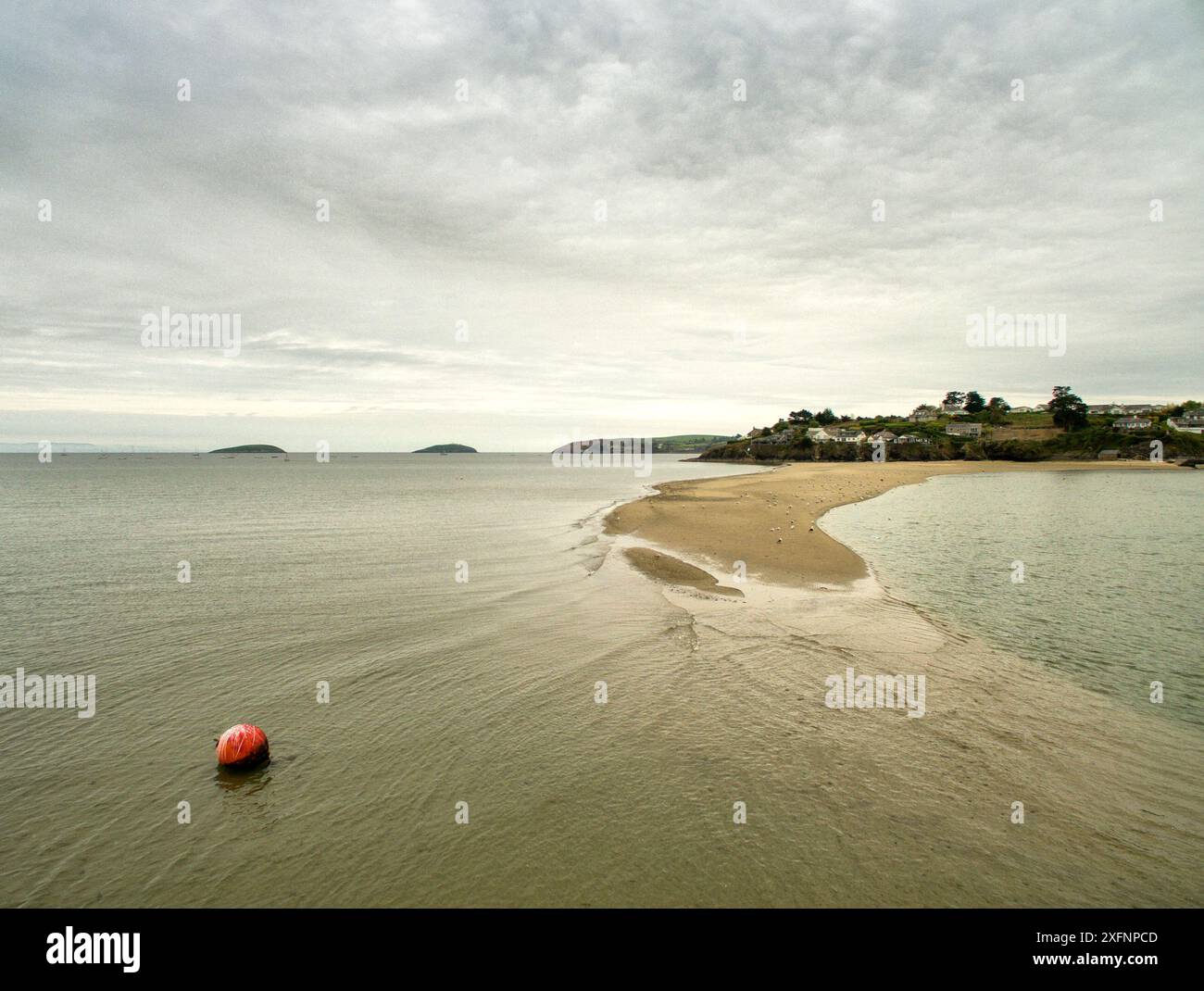 A sand-spit developing at the mouth of the River Soch at Abersoch ...