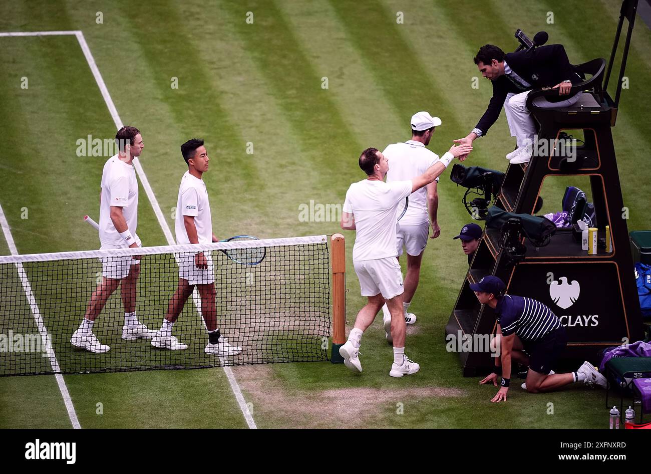 Andy Murray and Jamie Murray after their gentlemen's doubles match on ...
