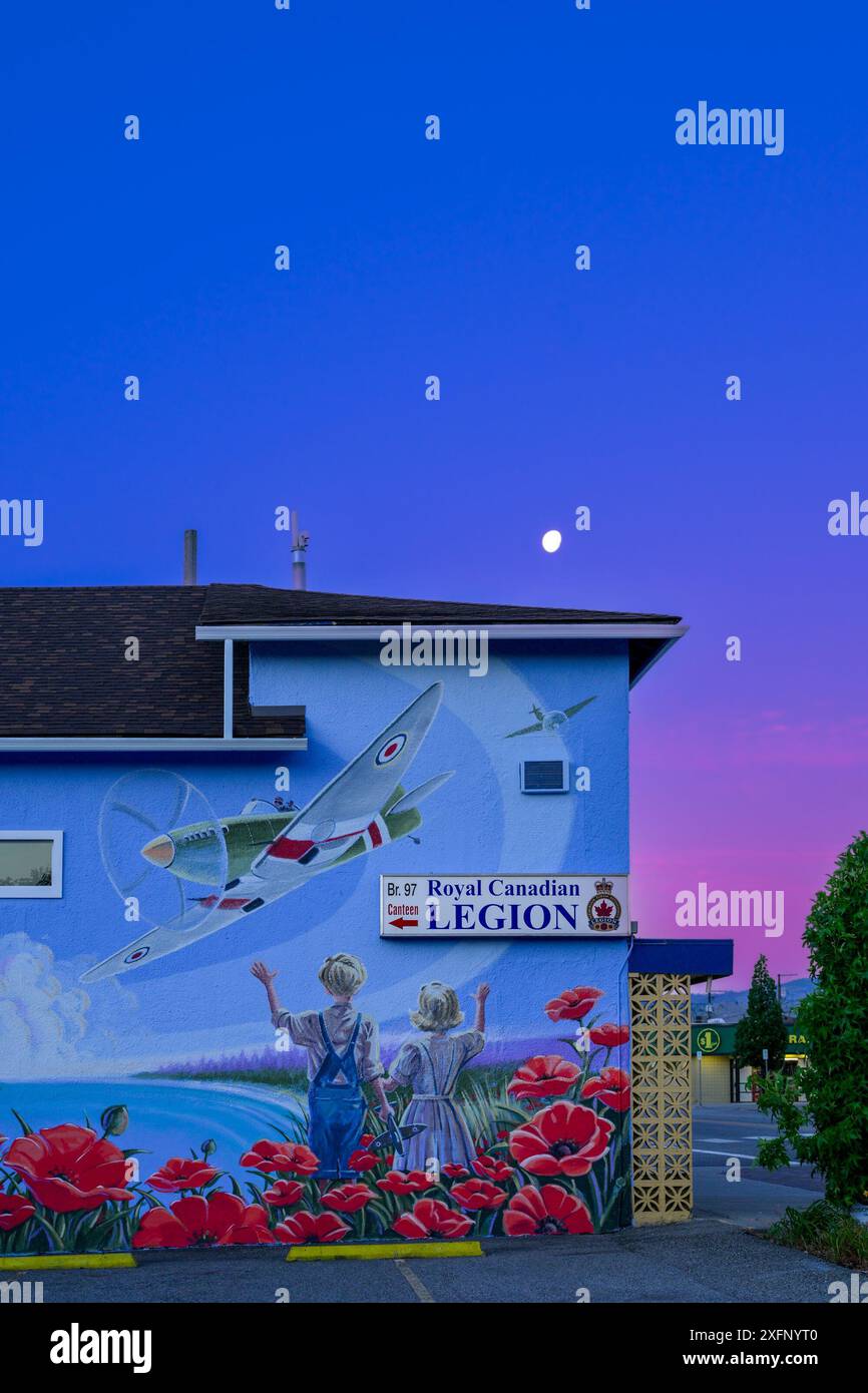 Mural, poppies, fighter plane, Royal Canadian Legion, Oliver, Okanagan ...