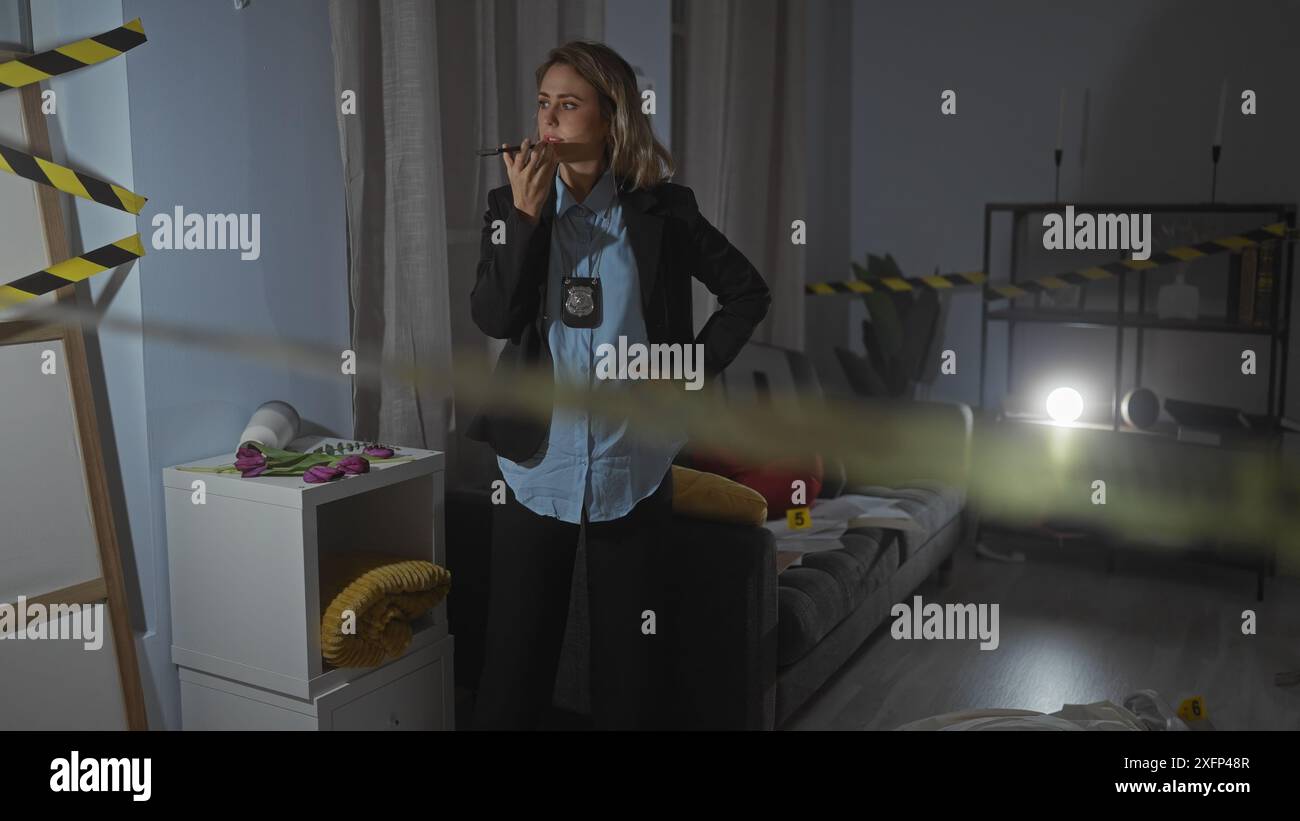 Blonde woman investigates house hi-res stock photography and images - Alamy