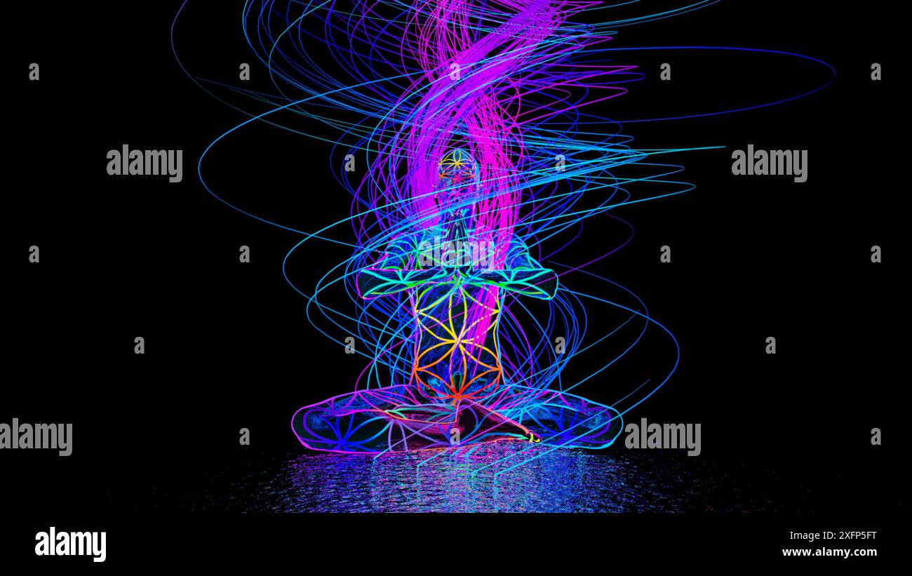 3d illustration of energy flows in meditation Stock Photo - Alamy