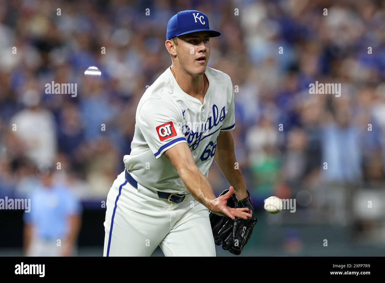 Kansas City, MO, USA. 3rd July, 2024. Kansas City Royals pitcher James ...