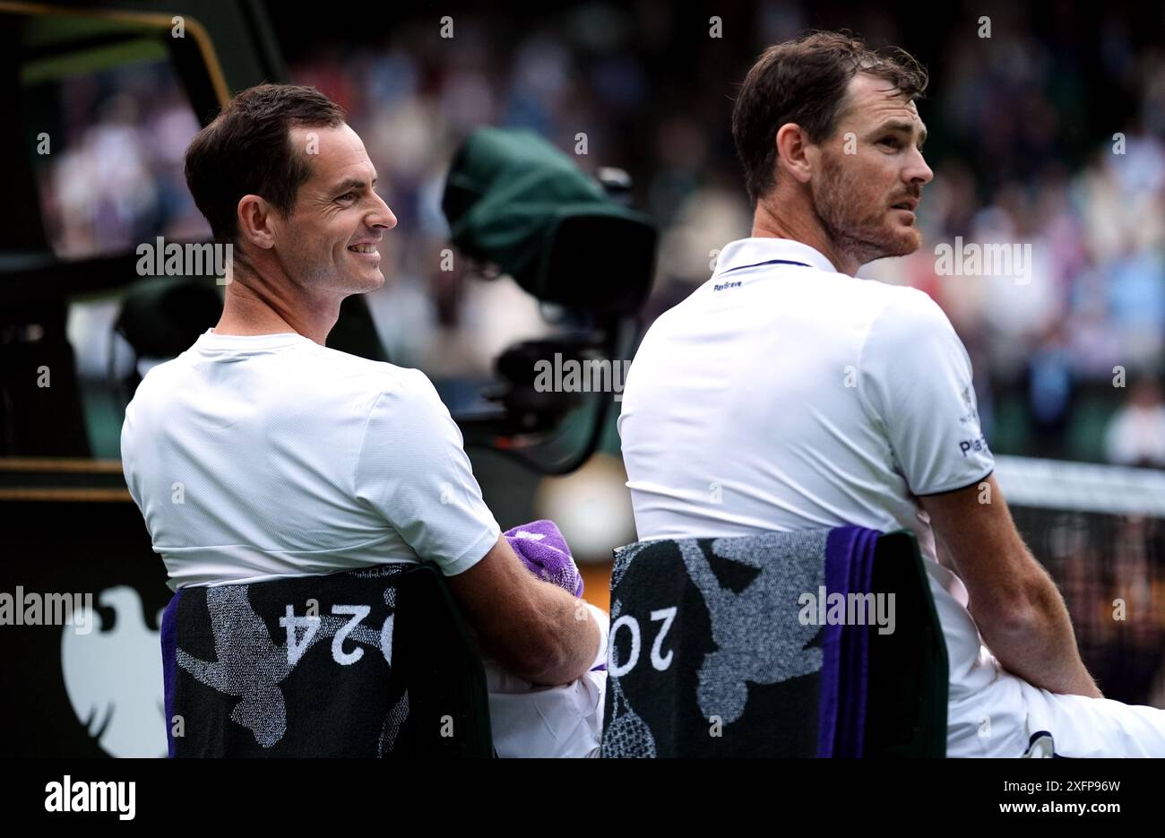 Andy Murray and Jamie Murray following the gentlemen's doubles match ...