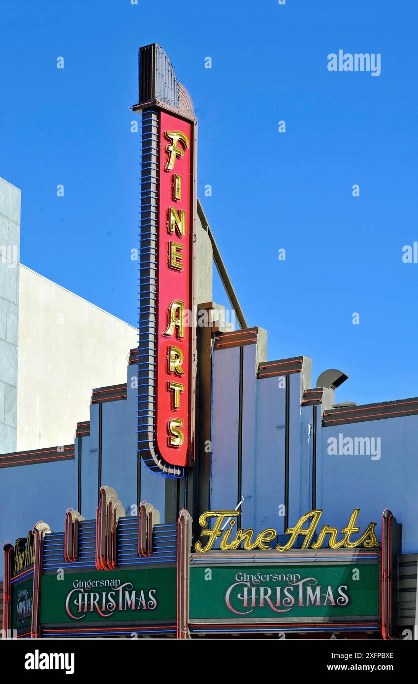 Restored and freshly painted art deco sign at the Fine Arts, theater ...