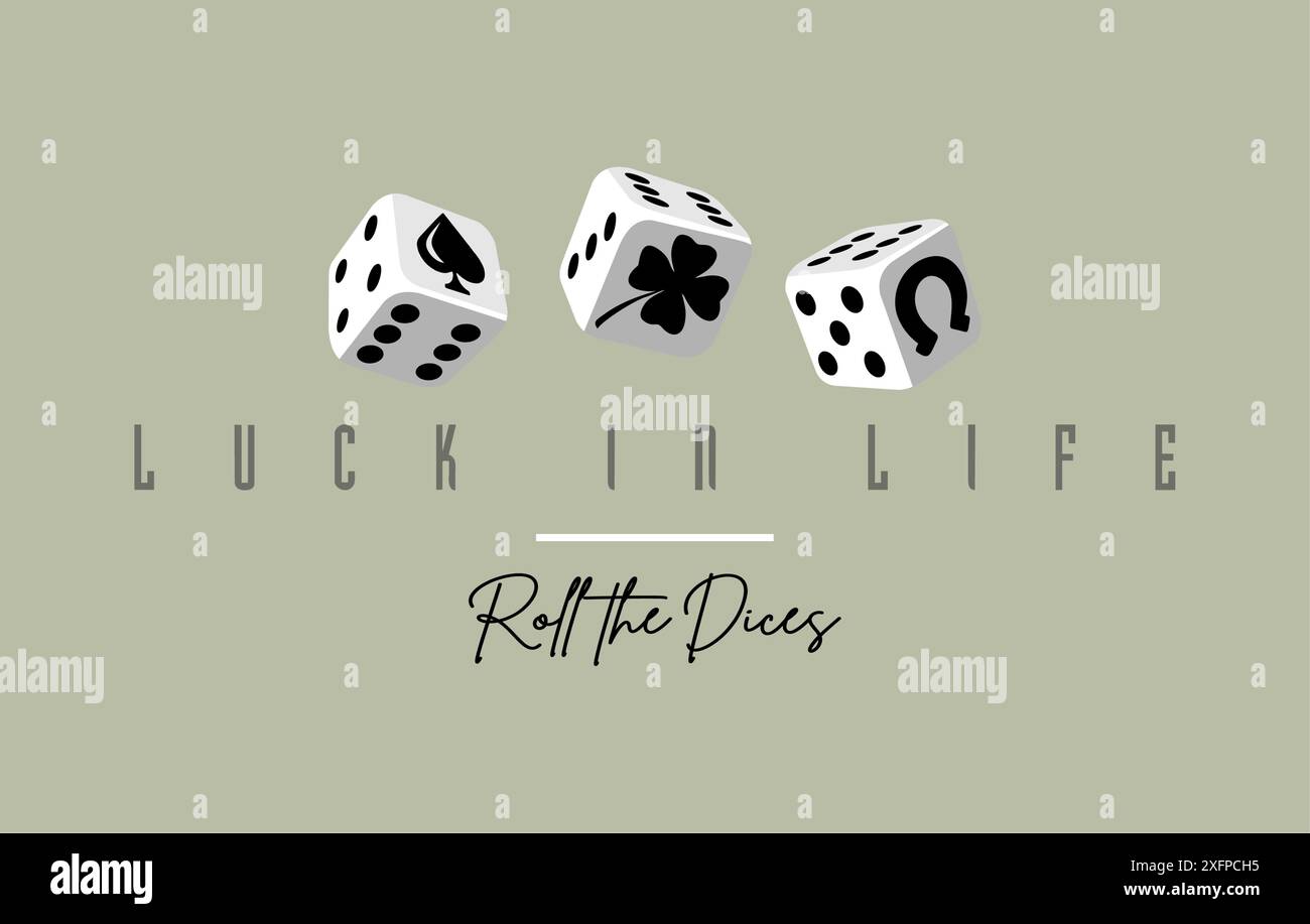 Vector illustration of dice with lucky symbols Stock Vector Image & Art ...