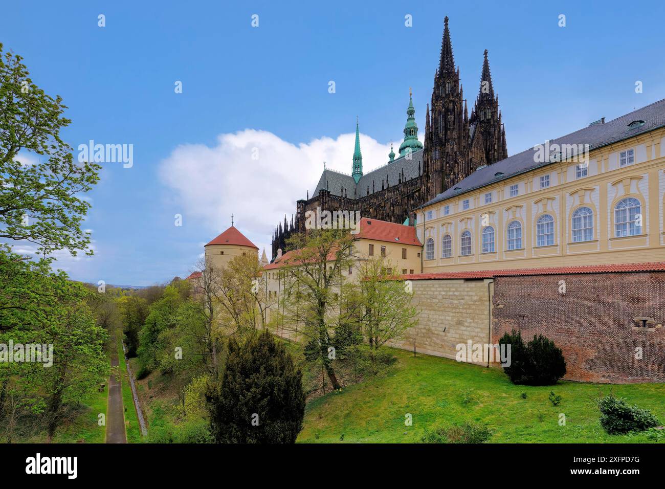 Prague castle, Cathedral and Powder Tower, Prague, Czech Republic Stock ...