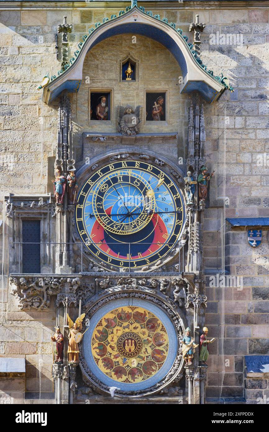 Medieval astronomical clock, The Walk of the Apostles, Prague, Bohemia, Czech Republic Stock ...