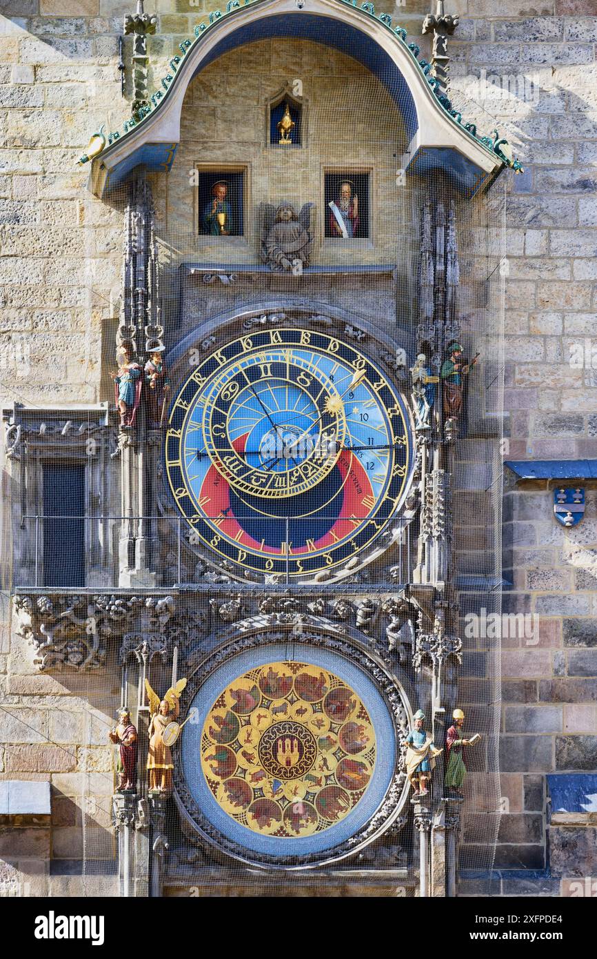 Medieval astronomical clock, The Walk of the Apostles, Prague, Bohemia ...