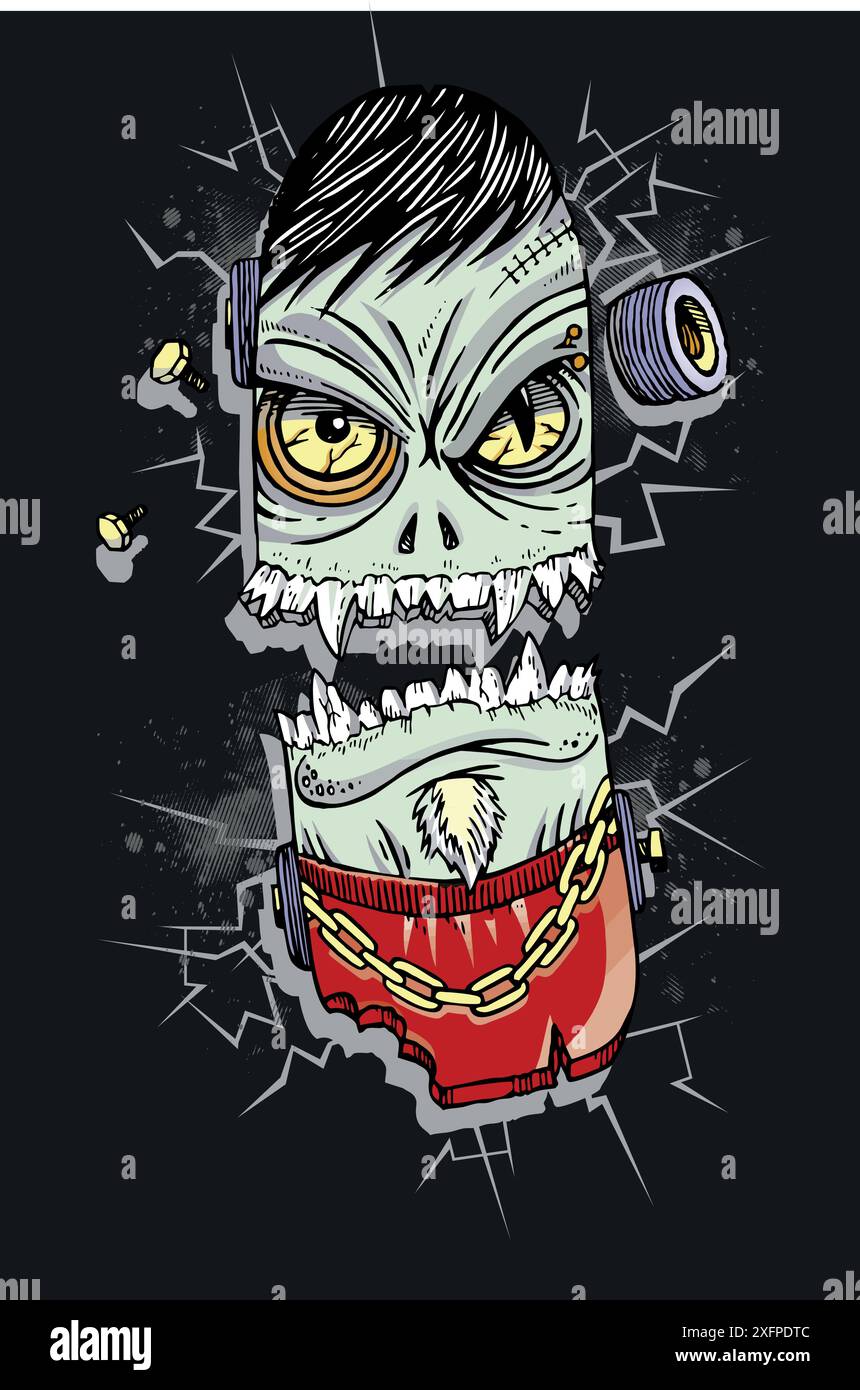 Colorful vector illustration of graphic representation of broken ...