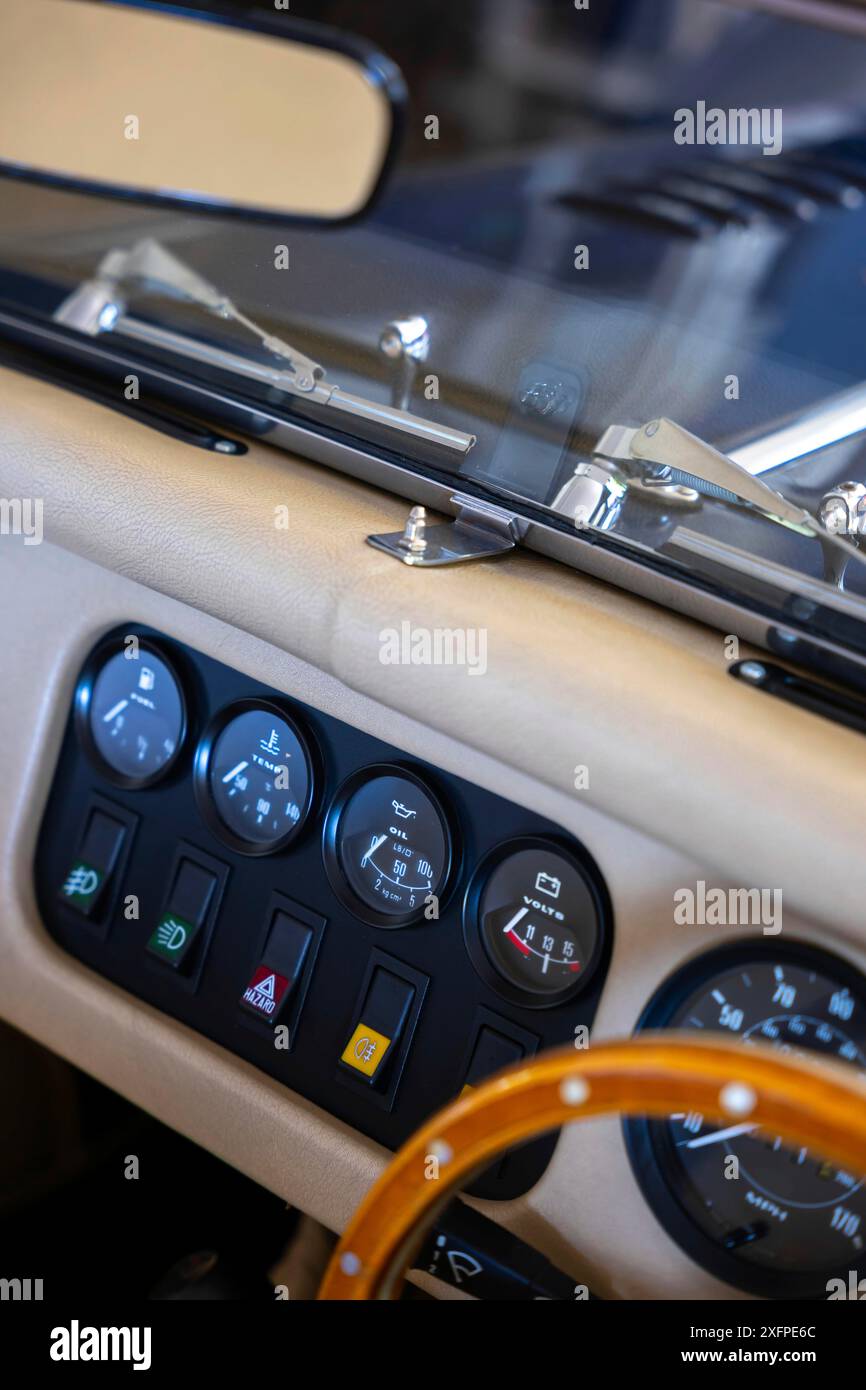 Steering Wheel and Instrument Panel on an Old Classic Car in ...