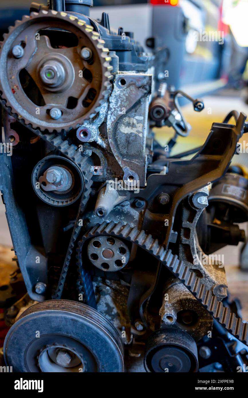 Dirty Car Engine with Sunlight in Switzerland Stock Photo - Alamy