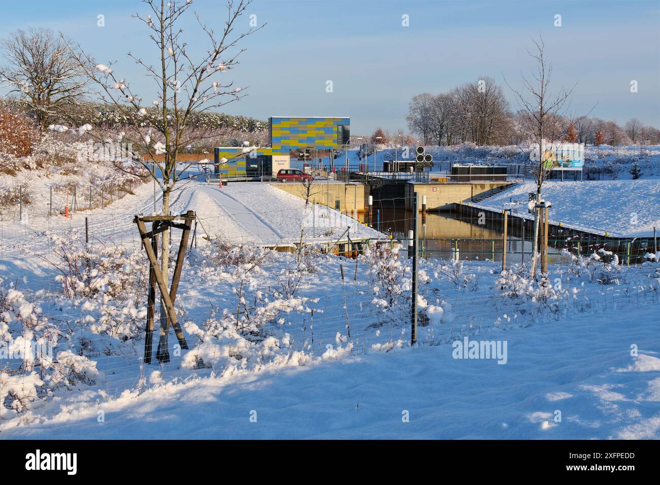 Lock at Lake Senftenberg, Lusatian Lake District, watergate ...