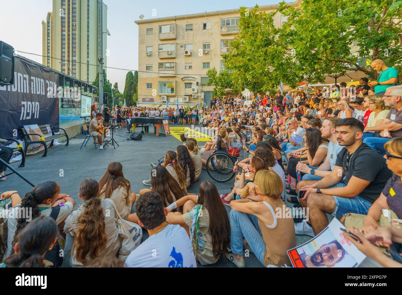 Haifa, Israel - July 04, 2024: Inbar Golan and Ofir Kori sing to the ...