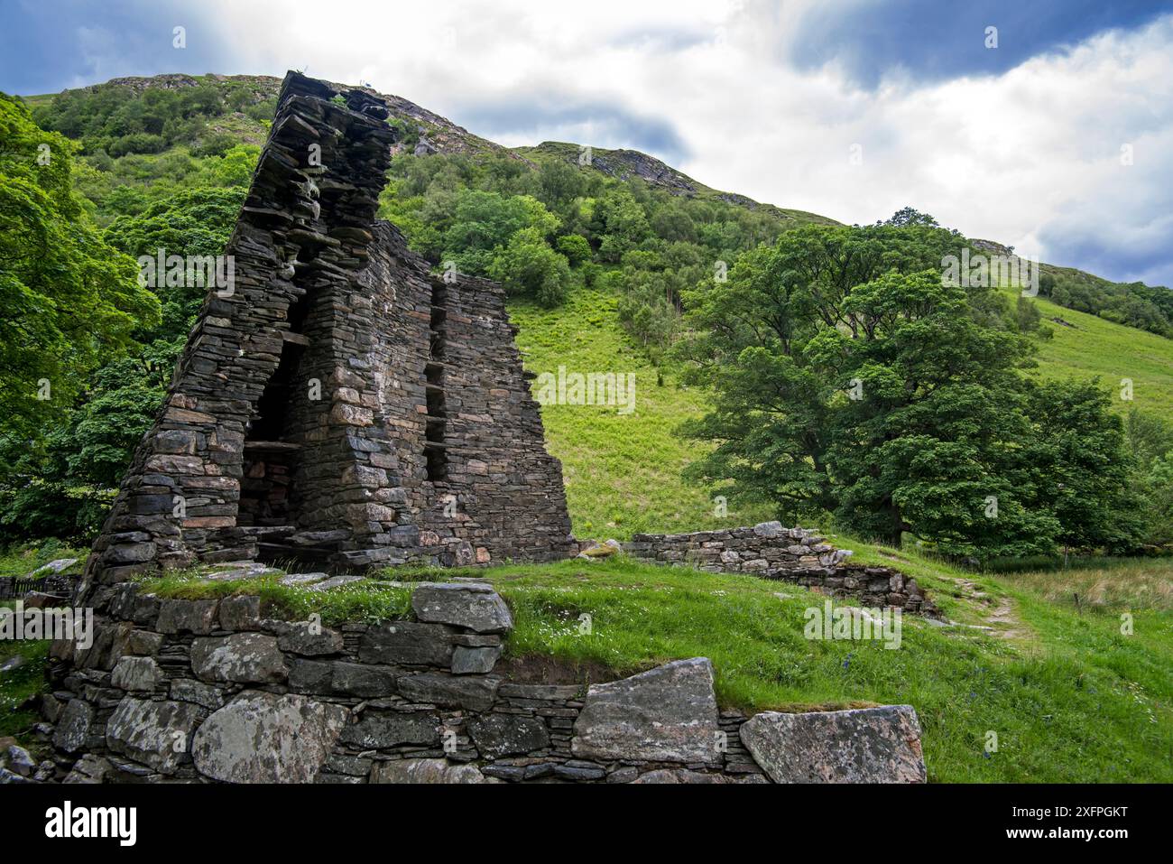 Dun Telve broch near Glenelg, showing Iron Age drystone hollow-walled ...