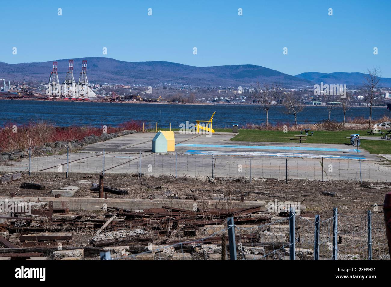 AC Davie historic shipyard at Quai Paquet park in Levis, Quebec, Canada ...