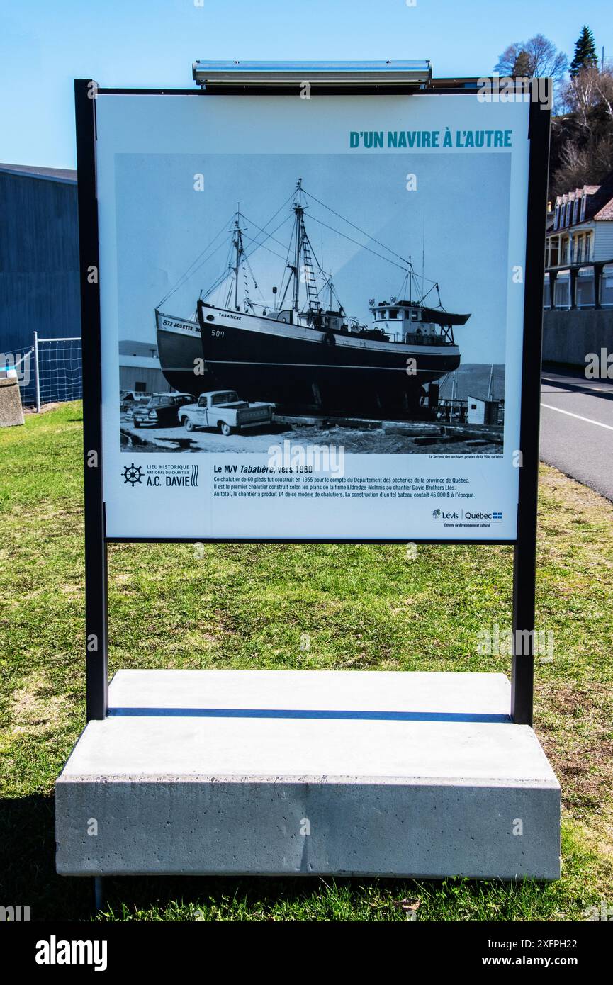 AC Davie shipyard M/V Tabatiere trawler sign at Quai Paquet park in ...