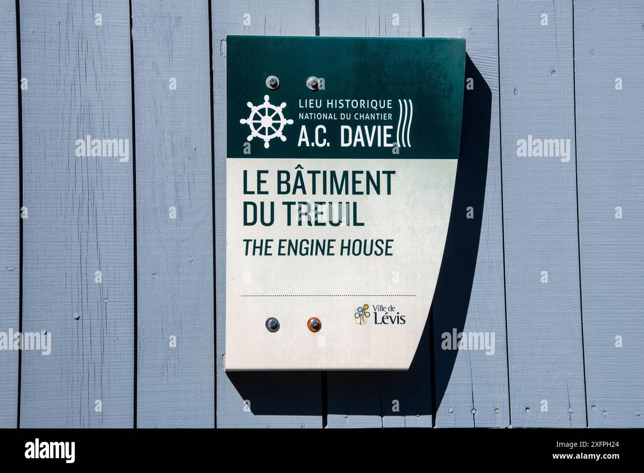 National historic place of AC Davie shipyard engine house sign at Quai ...