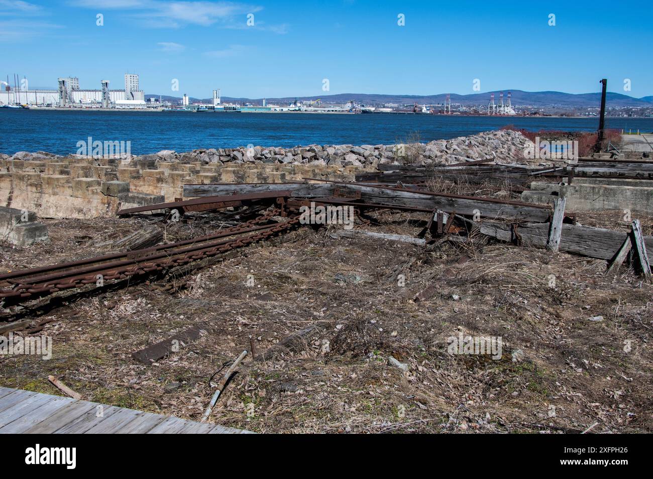 AC Davie historic shipyard at Quai Paquet park in Levis, Quebec, Canada ...