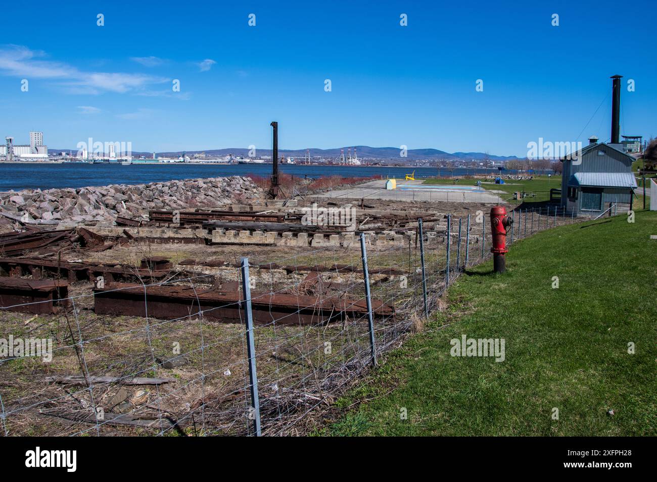 AC Davie historic shipyard at Quai Paquet park in Levis, Quebec, Canada ...