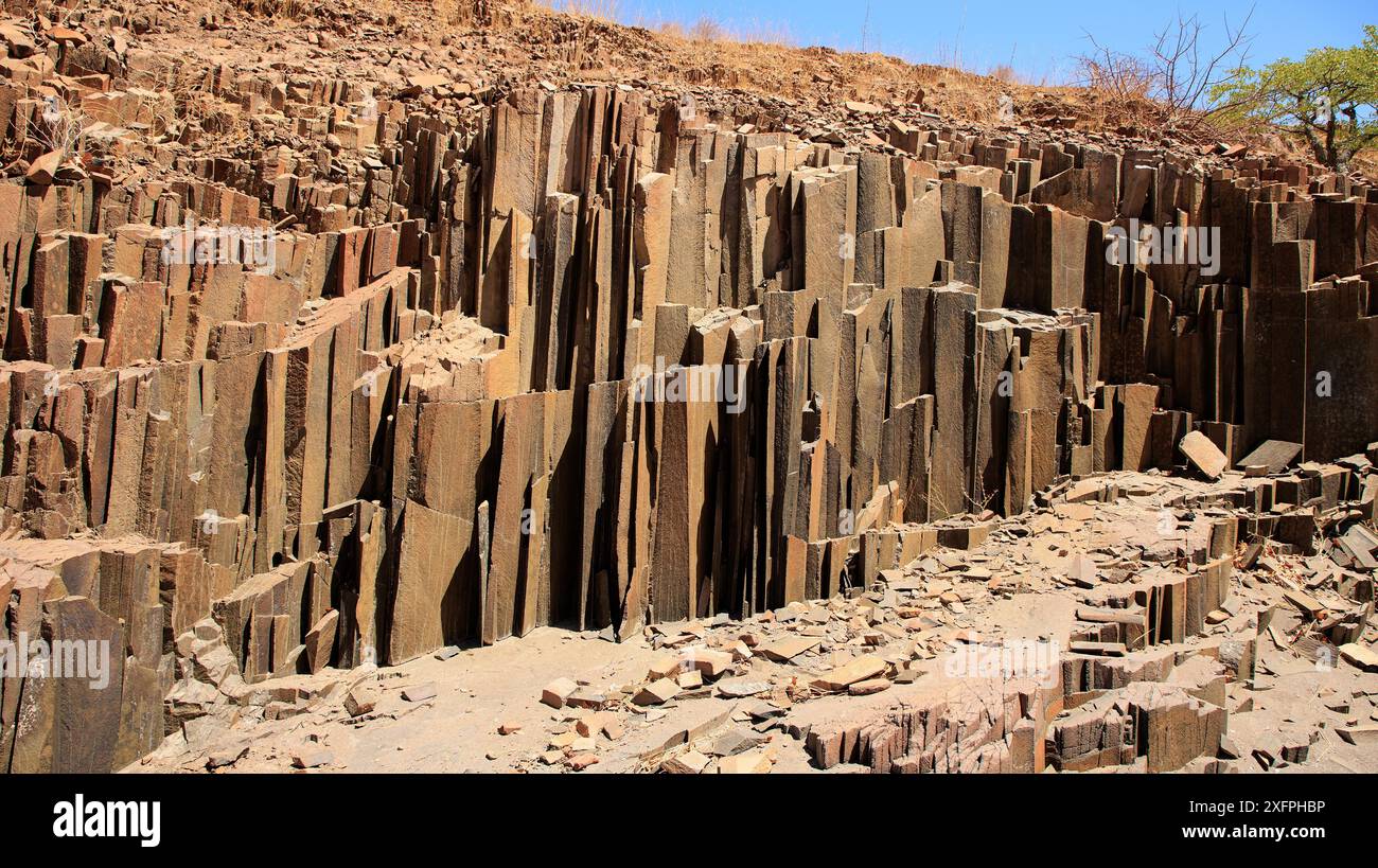 The organ pipes, basalt columns in Namibia near Khorixas Stock Photo ...