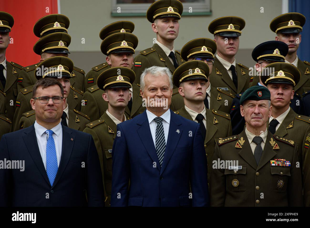 Lithuanian President Gitanas Nauseda (C), Defense Minister Laurynas ...