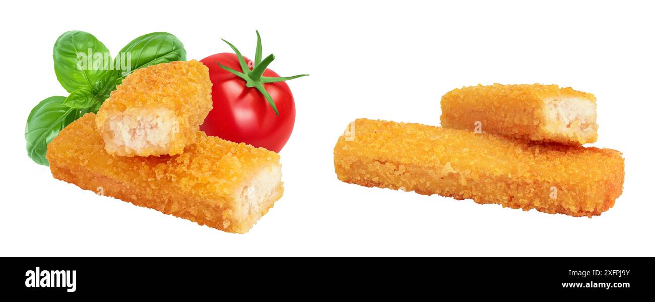 Fish finger or stick isolated on white background with full depth of ...