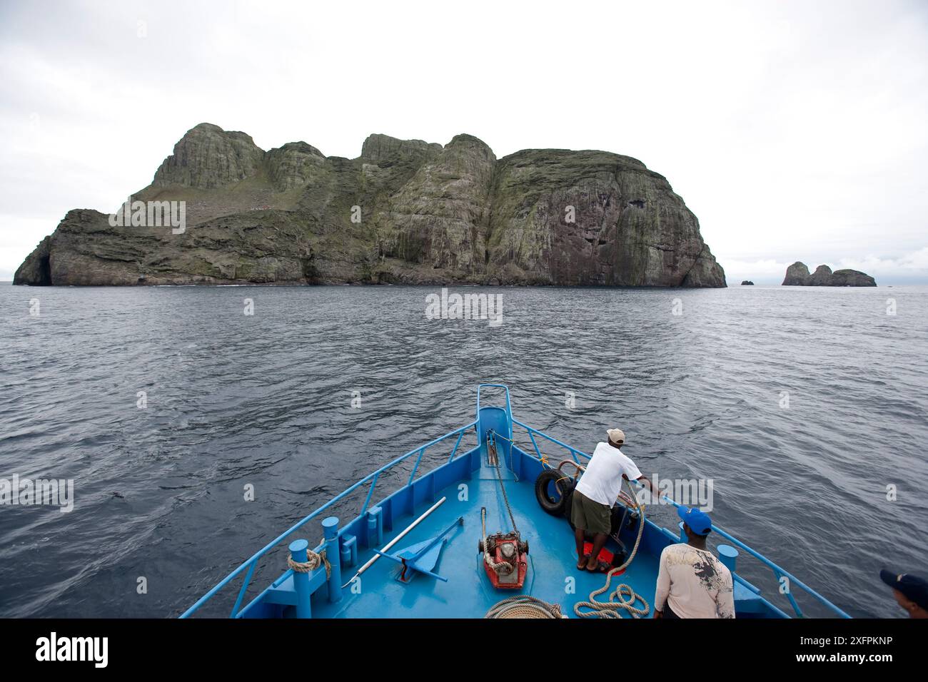MV Sea Wolf liveaboard boat approaching Malpelo Island National Park ...