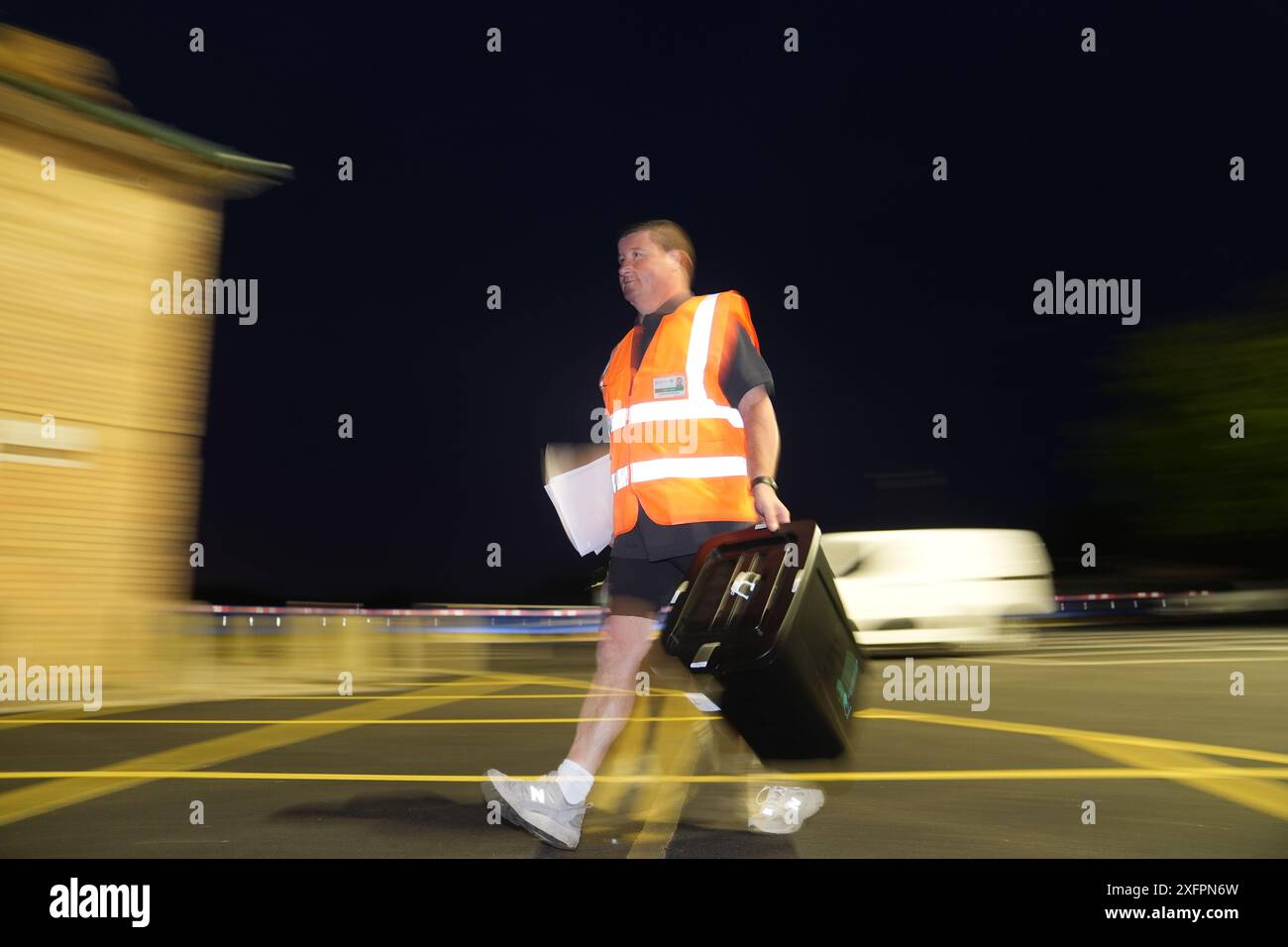 Ballot boxes arrive at Clacton Leisure Centre in Essex, during the ...