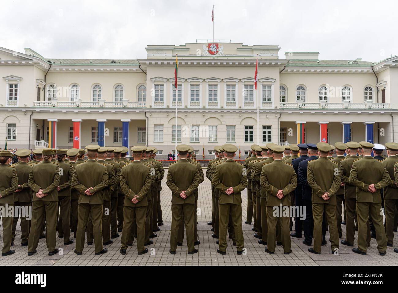 Graduates of the Lithuanian Military Academy stand in the square in ...