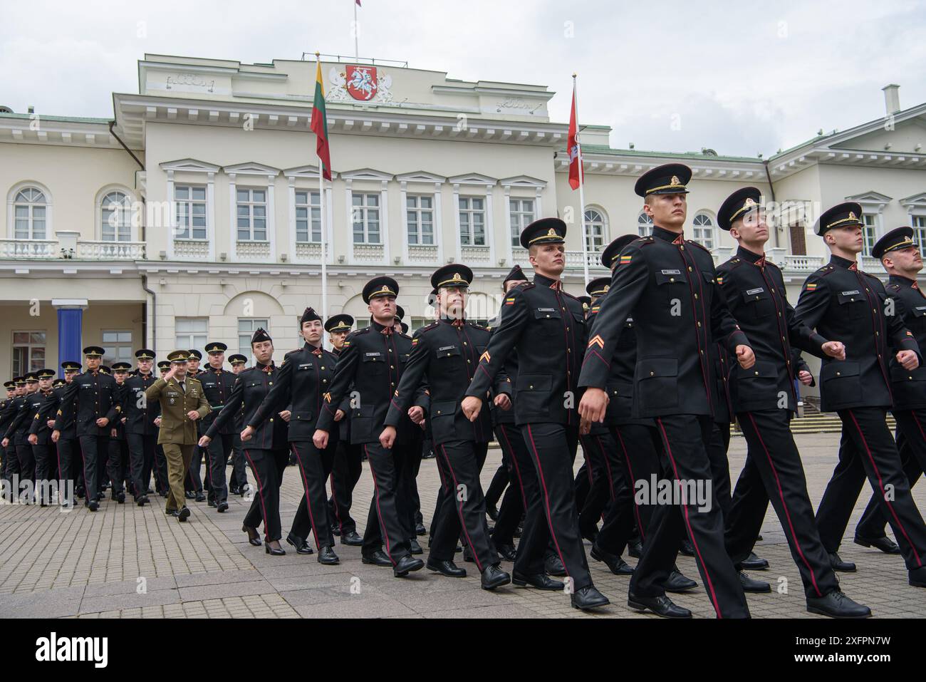 Lithuanian military march during the ceremony. A solemn ceremony of ...