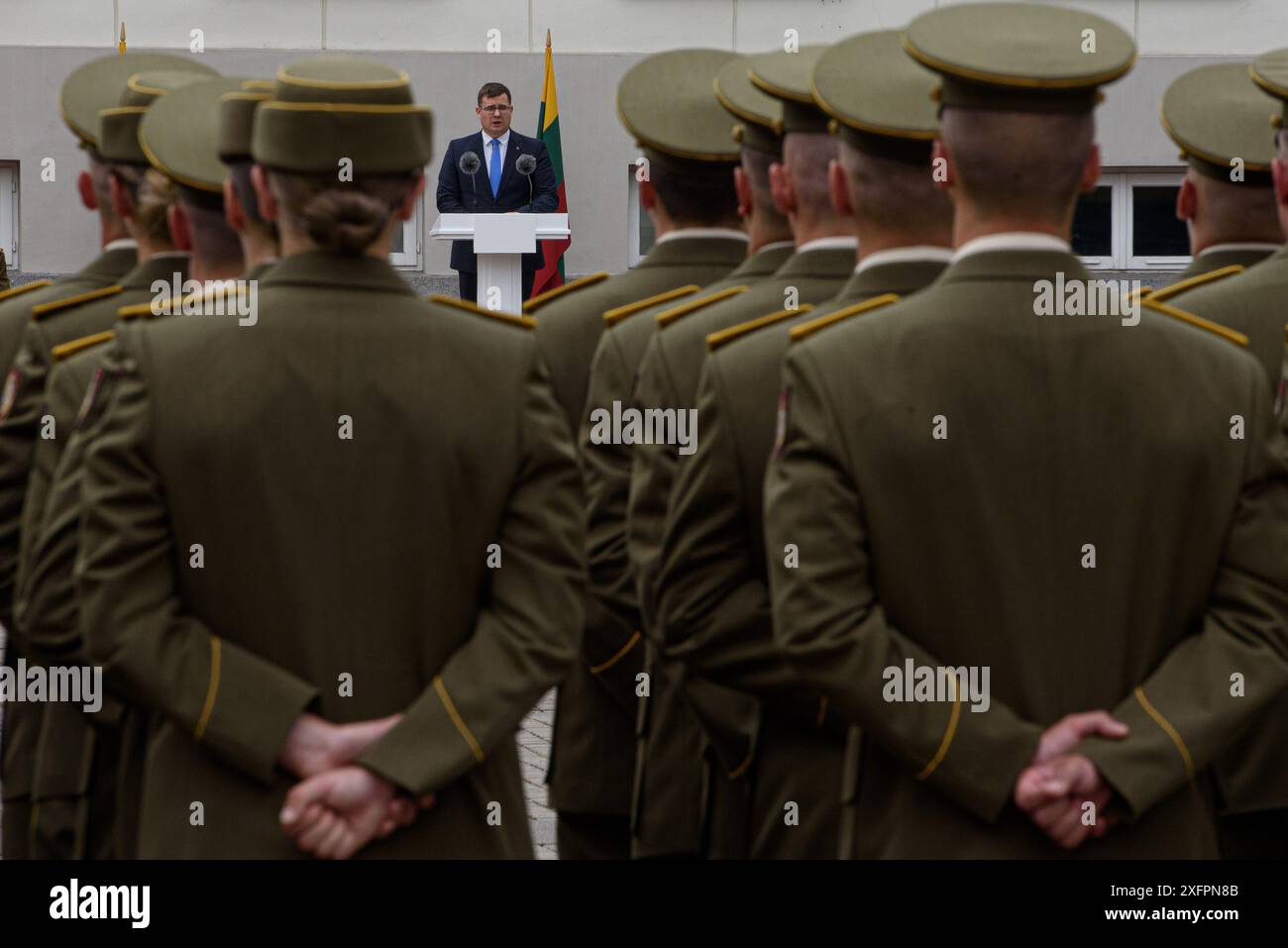 Lithuanian Defense Minister Laurynas Kasciunas, speaks during the ...
