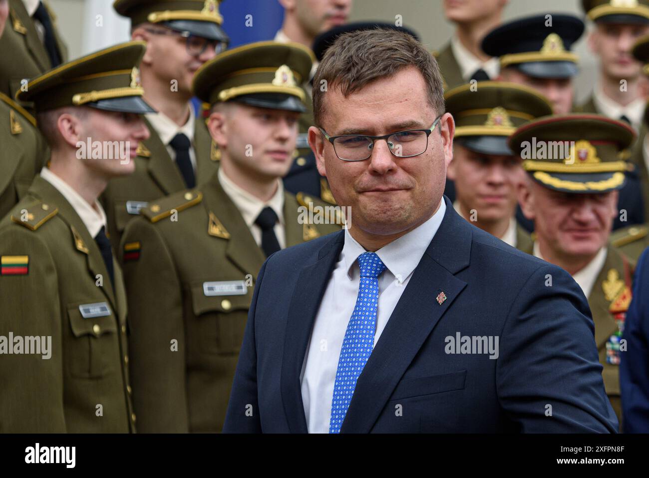 Lithuanian Defense Minister Laurynas Kasciunas, seen at the ceremony. A ...