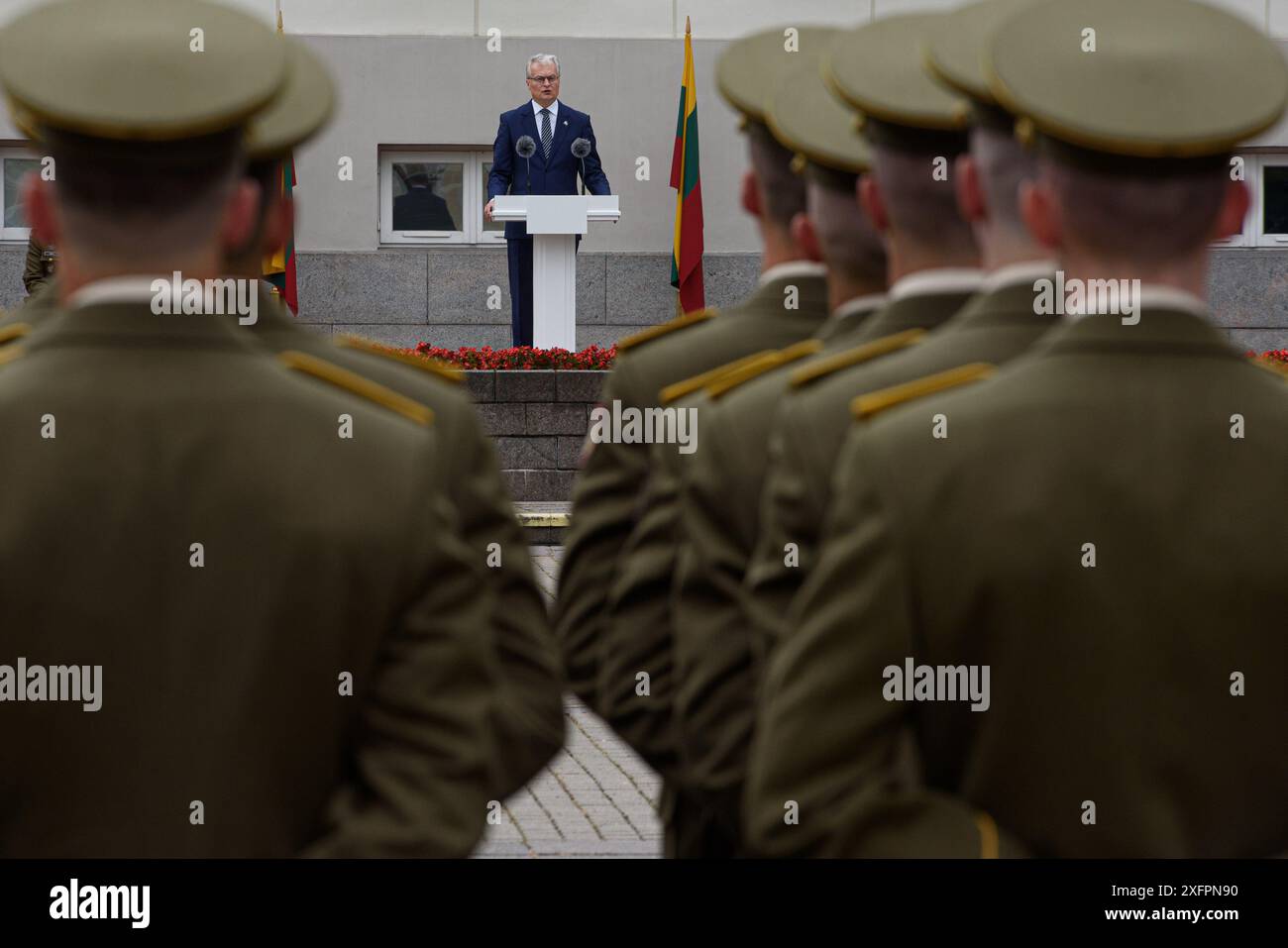 President of Lithuania Gitanas Nauseda, speaks during the ceremony. A ...